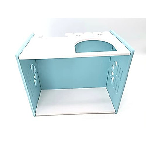 WOWOWMEOW Small Animal Bunkbed House Hideout Detachable Habitat Hut Exercise Playground for Chinchilla Rat Hamster Hedgehog (Medium, Blue)