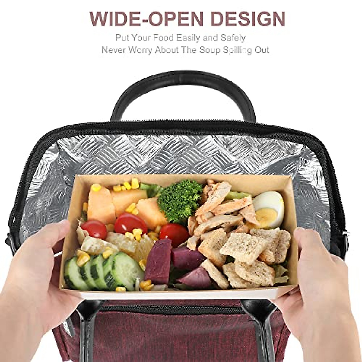 Nicole Miller Insulated Lunch Bag Tote Thermal Soft Side Wide-Open Cooler Ice Bag Lunch Box for Food with Drink Bottle Holder for Women, Men, Picnic, Boating, Beach, Fishing & Work
