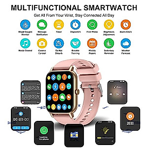 Smart Watch(Answer/Make Call), 1.85" Smartwatch for Men Women IP68 Waterproof, 100+ Sport Modes Fitness Activity Tracker, Heart Rate Sleep Monitor, Pedometer, Smart Watches for Android iOS, 2023