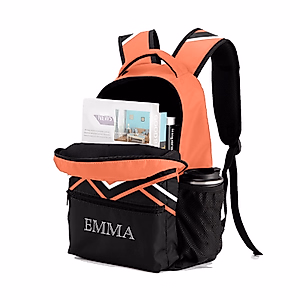 Zaaprint Orange Cheer Cheerleaders Backpack Shoulder Shopping Bag Travel Casual Bags with Name Text