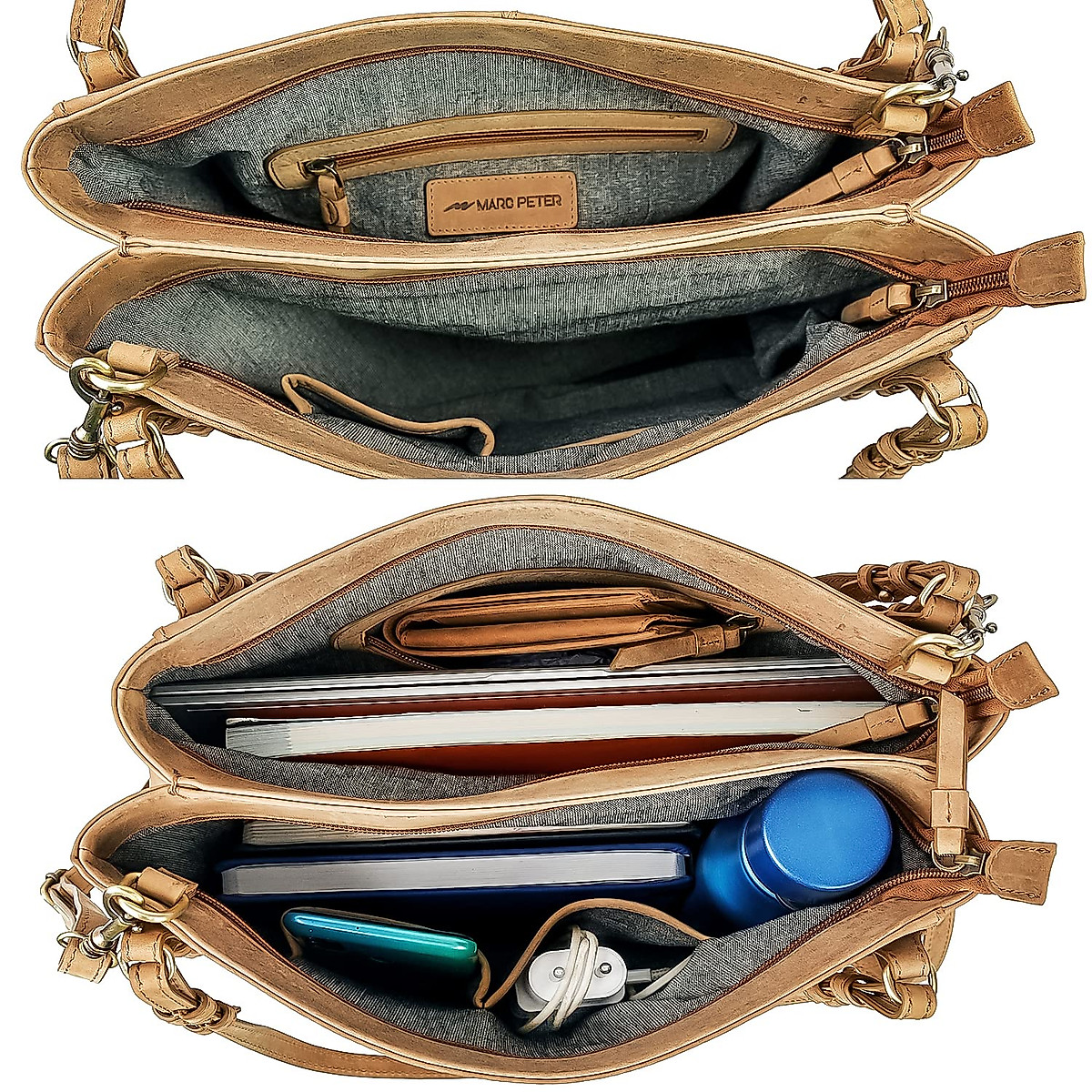 MARC PETER Hana Tan Hunter Leather Hobo Bag for Women | Top Handle Satchel | Women Fashion Shoulder Bag