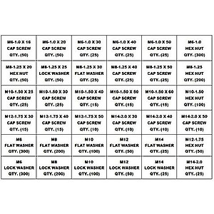 2540 Piece Metric Thread Bolt (Hex Head Cap Screw), Nut, and Washer Assortment with 40 Hole Bin