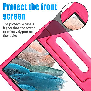 BOWOSEN Kids Case for Samsung Galaxy tab a8 10.5 Inch, Heavy Duty Shockproof Rugged Case with Handle Holder, Samsung Galaxy tab a8 10.5 Tablet Case 2022 (x200/205/207). Pink
