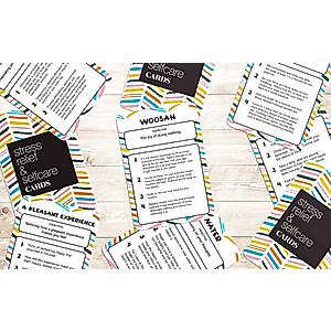 Allura & Arcia 52 Stress Less & Self Care Cards - Mindfulness & Meditation Exercises - Anxiety Relief & Relaxation