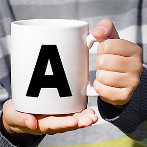 Retreez Initial A-Z Alphabet Monogrammed Monogram Mug 11 Oz Ceramic Tea Coffee Mugs - Graduation Appreciation Thank You Holiday Birthday Gifts for her friend coworker mother father sister - A Initial