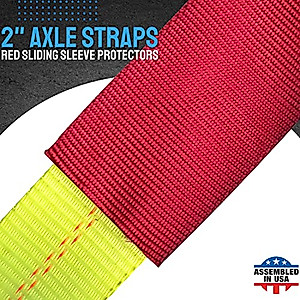 Mega Cargo Control 2 Pack Off-Road Axle Straps - 2" x 48" Black Motorcycle Tie Down Straps | Car Auto Hauler Tow Truck 4x4 ATV UTV - Assembled in USA