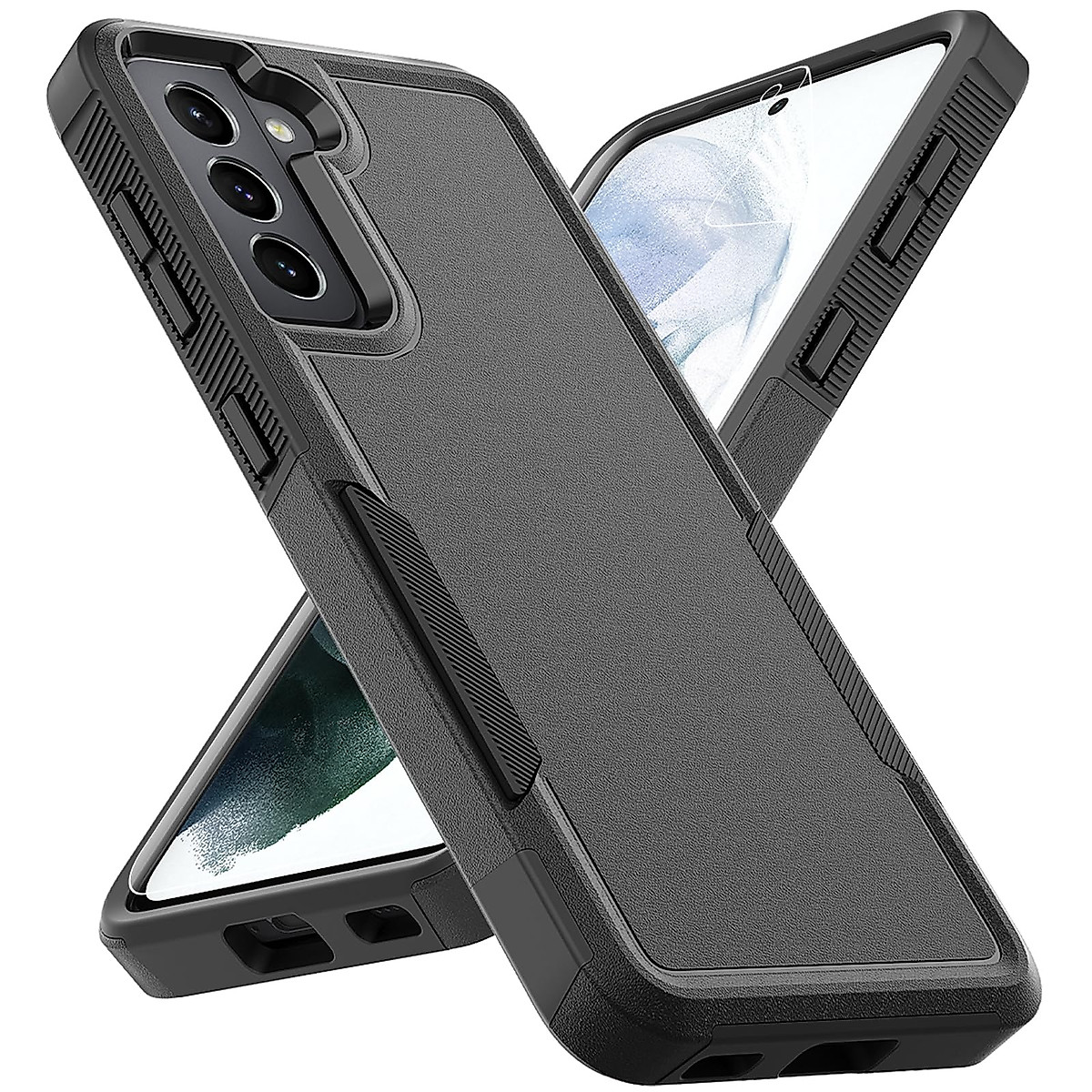 for Samsung Galaxy S21 Case: Dual Layer Protective Heavy Duty Cell Phone Cover Shockproof Rugged with Screen Protector - Military Protection Bumper Tough - Samsung Galaxy S21 5G 2021, 6.2 inch, Black