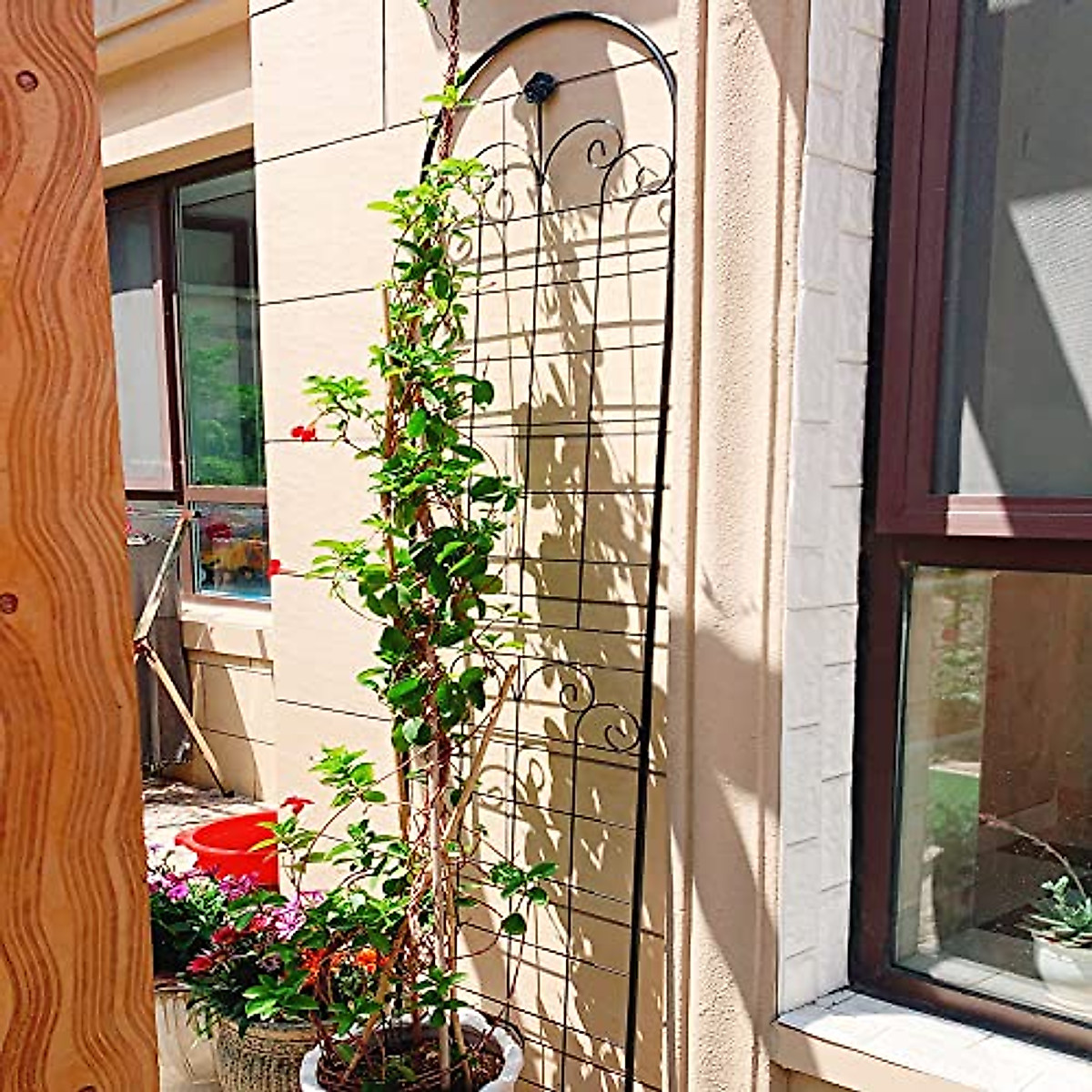 Tidyard 4 Pack Metal Garden Trellis for Climbing Plants Outdoor 86.7" x 19.7" Rustproof Plant Support Rose Trellis Netting Trellis Black