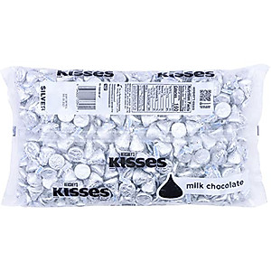 HERSHEY'S KISSES Silver Foils Milk Chocolate Candy, Individually Wrapped, Gluten Free, 66.7 oz Bulk Bag (Approximately 400 Pieces)