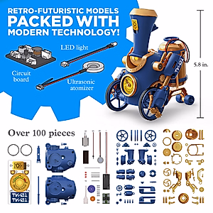 Thames & Kosmos TrainBots: 2-in-1 STEAM Maker Kit | Build 2 Steampunk Robots w/LED Lights | Explore Robots & Engineering | Includes Ultrasonic Atomizer | Ages 8+ with Help; 12+ for Independent Play
