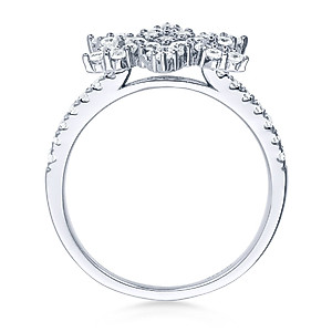 BERRICLE Sterling Silver Snowflake Cubic Zirconia CZ Fashion Ring for Women, Rhodium Plated Size 6