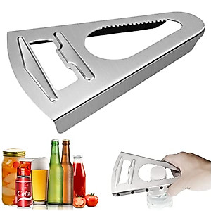 Crethinkaty Jar Opener, 2 in 1 Multi Function Bottle Opener Ring Pull Can Opener Kit-Designed for Weak Hands,Seniors, Arthritis - Ideal for Elderly and Children, Bigger Open Size