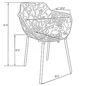 LeisureMod Devon Modern Aluminum Indoor-Outdoor Stackable Patio Dining Armchair, Set of 2, Orange
