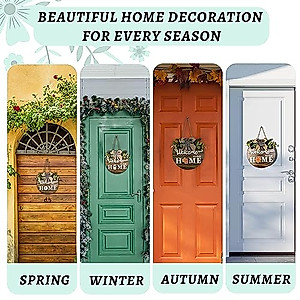 Interchangeable Seasonal Welcome Sign Front Door Decor– 30cm diameter Wooden welcome to our home wreath for home decor and Magnetic Interchangeable Icons, Suitable for all Occasions