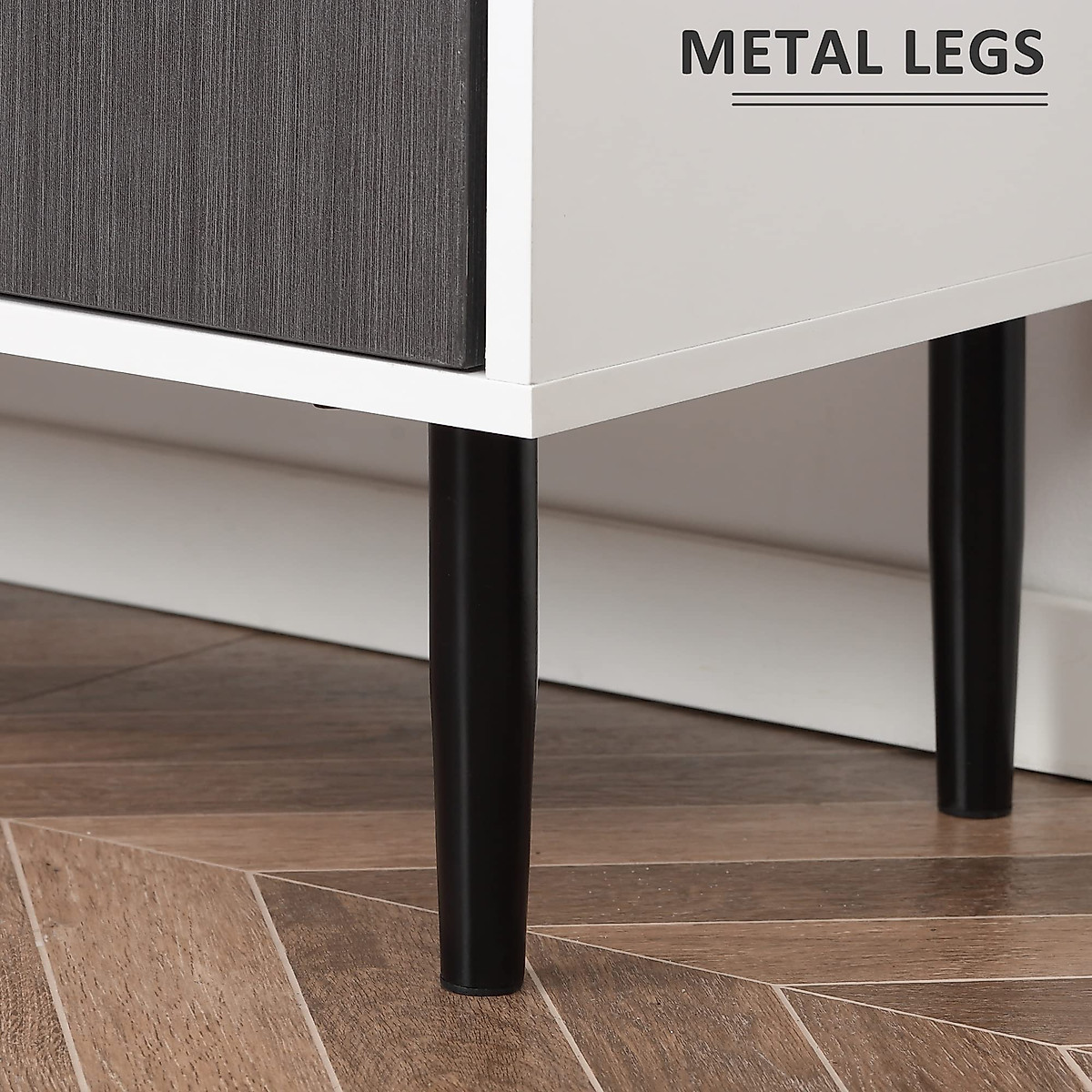 HOMCOM Sideboard Buffet Cabinet, Kitchen Storage Cabinet with Double Door Cupboards, Adjustable Shelf and Steel Legs, Gray