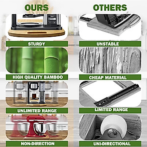 Large Appliance Sliders for Kitchen Appliances - Bamboo Sliding Tray Compatible with Keurig Coffee Maker, Small Appliance Slider Tray for Coffee Maker, Stand Mixer, Air Fryer - Long (11.8" x 15.6")