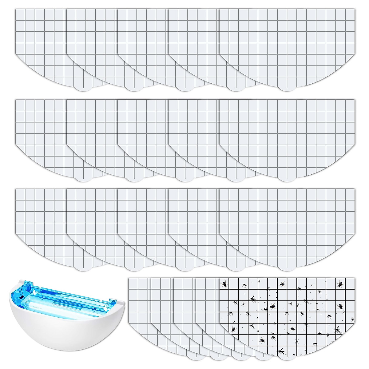 Qualirey 20 Pack Flying Insect Trap Refill Compatible with Faicuk FA-FLT07 Wall Sconce Fly Trap, Replacement Fly Glue Boards Refills for Capturing Flies, Moths, Gnats, Mosquitoes