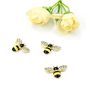 20 Pcs Enamel Bee Charms Pendants Rhinestone Enamel Craft Embellishments Crafting for Halloween DIY Handmade Crafts (yellow)