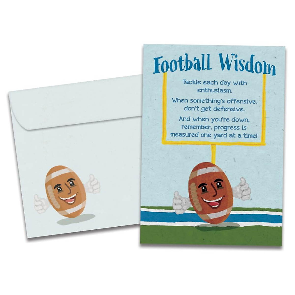Tree-Free Greetings - Humorous Birthday Cards - Artful Designs - 1 Card + Matching Envelopes - Made in USA - 100% Recycled Paper - 5"x7" - Football Wisdom (GO61536)