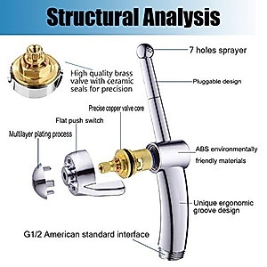 Hand Held Bidet sprayer for Toilet Showerhead Cleaning Kit Bathroom Handheld Shower