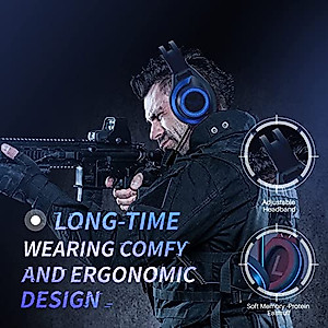 Gaming Headset with 7.1 Surround Sound and Noise Canceling Mic & Memory Foam Ear Pads Gaming Headphones for PC, PS5, Xbox One, Nintendo Switch (Blue)