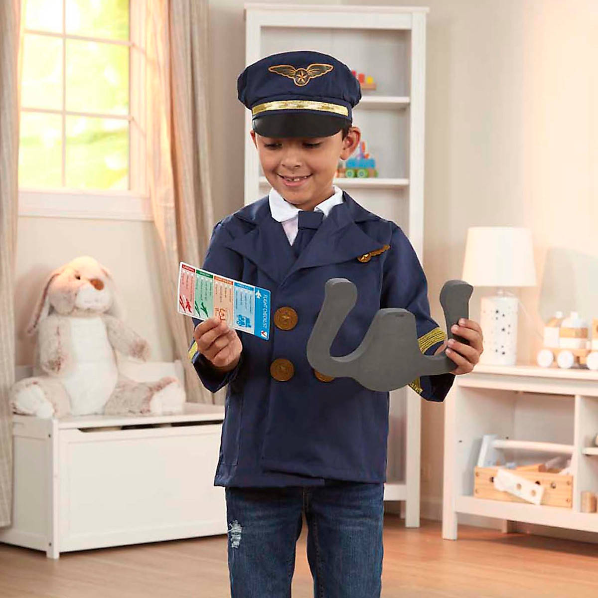 Melissa & Doug Pilot Role Costume Set (FFP) ,Blue