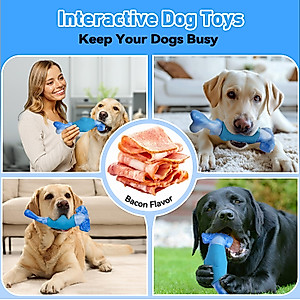 BIKIISEN Dog Toys for Aggressive Chewers, Interactive Dog Chew Toys for Large Dogs, Indestructible Squeaky Dog Toys to Keep Them Busy, Tough Dog Toys for Medium/Large Breed Dogs Blue
