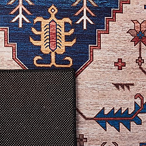 SAFAVIEH Tucson Collection Area Rug - 5' x 8', Rust & Blue, Traditional Persian Design, Non-Shedding Machine Washable & Slip Resistant Ideal for High Traffic Areas in Living Room, Bedroom (TSN153P)