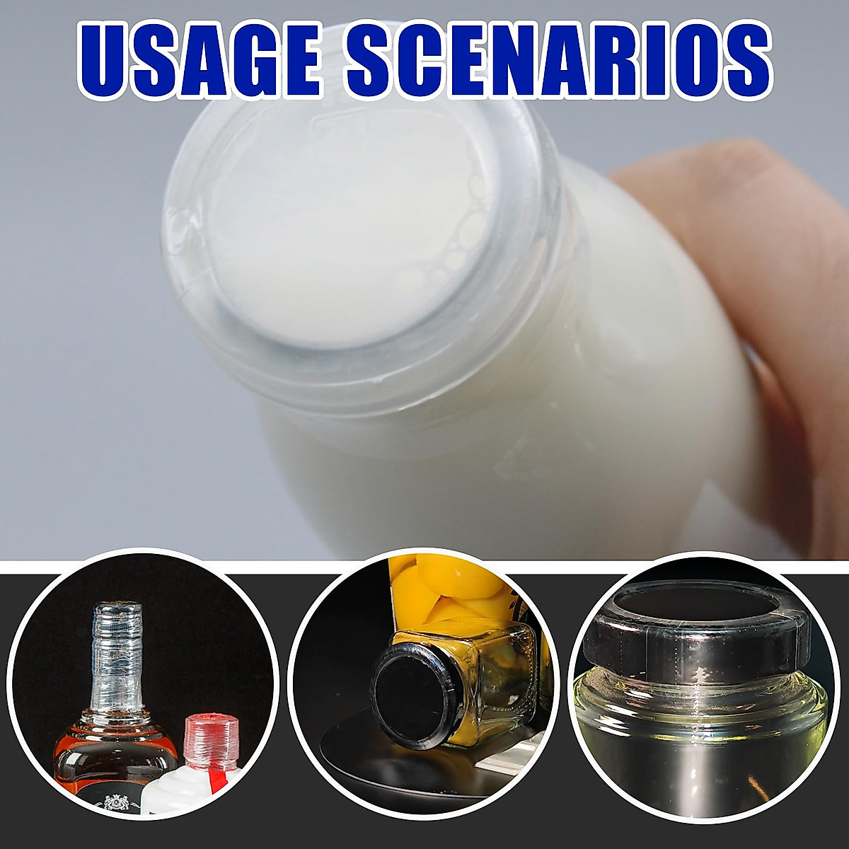 Glarks 900Pcs Clear Heat Shrink Wrap Bands, 6 Sizes Perforated PVC Wrap Bags Multi Sizes Tamper Seal Shrink Bands Heat Shrink Seal Bands Kit for Bottles, Jars, Tubes, Cans and Tins