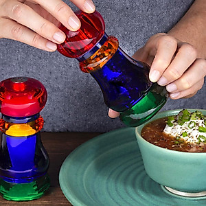 Olde Thompson 5.5" Sunset Fiesta Salt Shaker & Pepper Mill Set, Adjustable Pepper Grinder