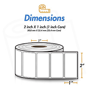 OfficeSmartLabels – 2" x 1" Removable Direct Thermal Labels - Compatible with Rollo & Zebra Desktop Printers and More – 1” Core; Perforated, Water & Oil Resistant [4 Rolls, 5200 Labels]