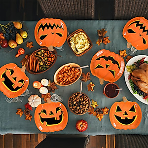 XIENBLOC 48Pcs Halloween Party Plates Halloween Party Supplies Paper Pumpkin Shape Dinner Plates Disposable Halloween Birthday Party Supplies for Kids