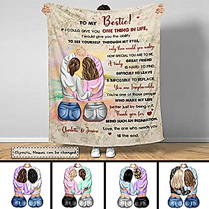 SANDJEST Personalized Best Friend Blanket Custom Friends Names Fleece Throw Blanket Customized Gift for Girl Women BFF Best Friends Christmas Birthday Friendship Long Distace