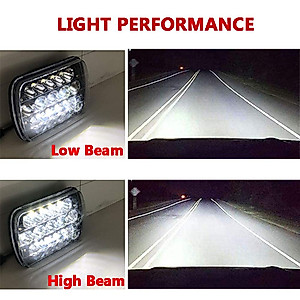 Black Pair 45w 7x6 5x7 Inch Headlights 6052 6054 H5054 H6054 Hi/Low Sealed Beam Replacement Compatible With Chevy Express Cargo Van 1500 2500 3500 Jeep Toyota Pickup Dodge Ford F250 E350