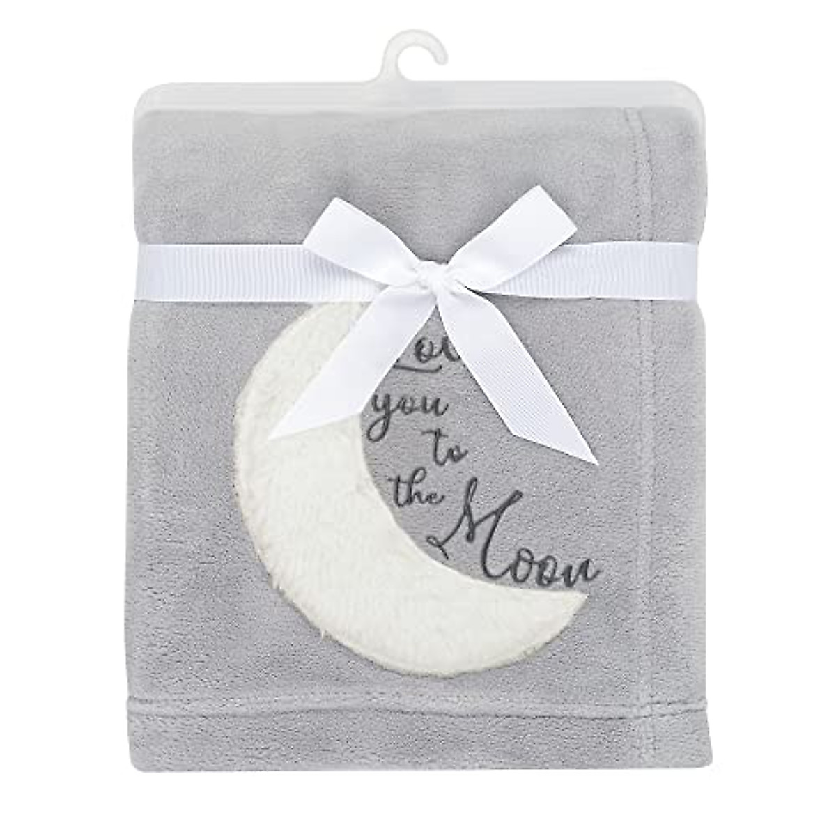 Lambs & Ivy Goodnight Moon Gray Appliqued and Embroidered Fleece Baby Blanket