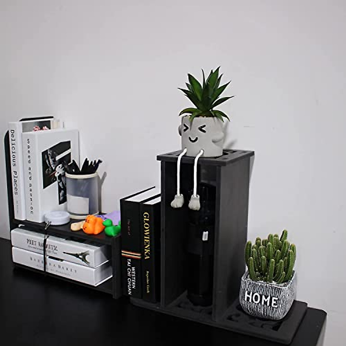 YGYQZ Small Bookshelf for Desktop Storage, Mini Cute Office Desk Shelves White Versatility Organizers for Women, Kids