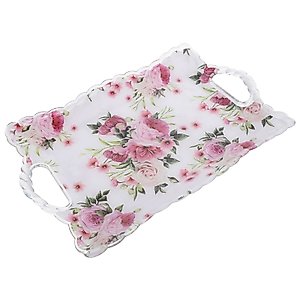 Vintage Decorative Tray Towel Tray Storage Tray Dish Plate European Fruit Trays Rings Chain Bracelets Earrings Trays Cosmetics Jewelry Organizer for Home Kitchen L