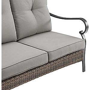 Crosley Furniture KO70350MB-TE Dahlia Outdoor Metal and Wicker 2-Piece Sofa Set (Sofa, Coffee Table), Matte Black with Taupe Cushions