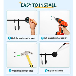 HOMEBROS Coffee Mug Rack, Black Metal Coffee Cup Holder Wall Mounted Hanging Coffee Mug Holder with 10 Mug Hooks Space Saving Kitchen Coffee Bar Mug Hanger Tea Cup Holder for Storage & Display - 2 Pcs