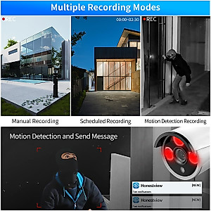 (HD 2.7K 5.0MP with Audio) 60 Days Storage Outdoor Wired Security Camera Systems PoE Outdoor Surveillance Video System