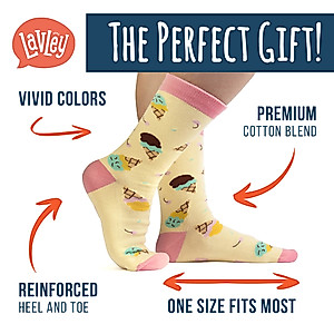 Lavley If You Can Read This, Bring Me Funny Socks - Novelty Gifts for Men, Women and Teens (US, Alpha, One Size, Regular, Regular, Ice Cream)
