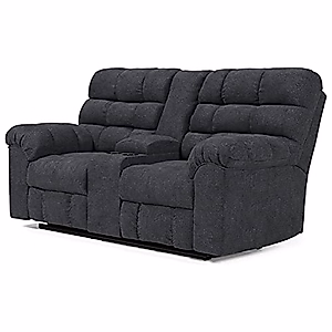 Signature Design by Ashley Wilhurst Reclining Loveseat with Console, Almost Black