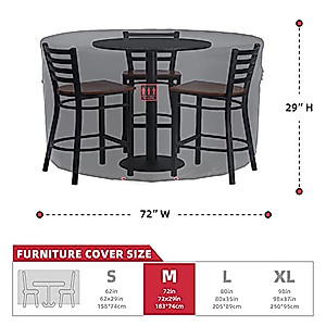 Turtle Life Patio Furniture Sets Cover,Heavy Duty Round Outdoor Dinning Table and Chairs Cover,No Fading Away Within 2 Years,Black,Dia 72" x 29" H
