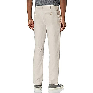 Cubavera Men's Delave 100% Flat Front Pant (Waist Size 30-42 Big & Tall), Natural Linen, 36W x 32L