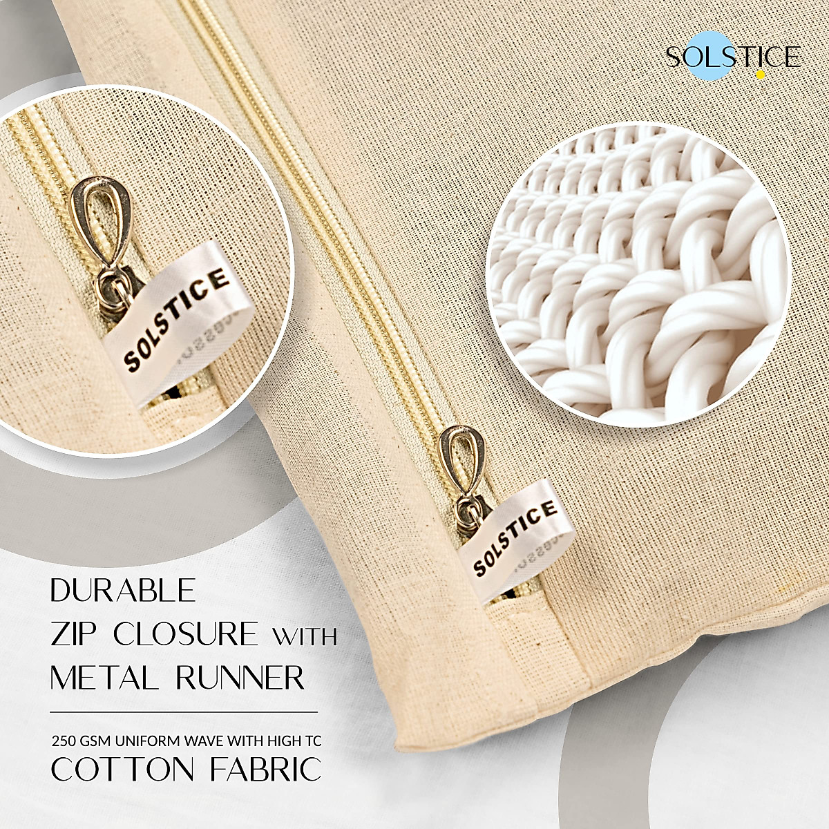 SOLSTICE Cotton Saree Bags, Covers for Storage Set with Zip Closure for Clothes Bags and Wardrobe Organizer with Transparent mesh window (16 x 14 Inches)