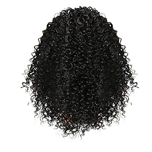 Vigorous Afro Drawstring Ponytail Kinky Curly Ponytail Drawstring Afro Puffs Curly Ponytail Extension for Women Synthetic 10 Inch Curly Ponytail （Black 1B#）