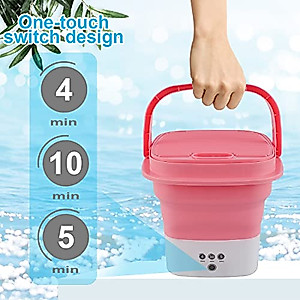 Y2H Mini Portable Washing Machine Foldable Small Laundry Machine with Drain Basket Lightweight Washer Touch Screen and Timer Reusable Washing Machine for Baby Clothes Underwear Socks Y2H