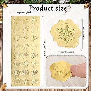 Gersoniel 480 Christmas Embossed Envelope Seals Stickers Wax Foil Seal Stickers Envelopes Self-Adhesive Seal for Greeting Card Wedding Party Decor(Funny Style,Gold)