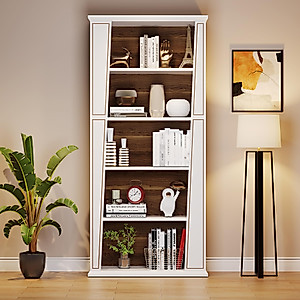 Tribesigns 70.9" Tall White Bookcase, 5-Tier Wood Bookshelf with Storage Shelves, Modern Free-Standing Library Book Shelving Unit for Living Room, Home Office (1)