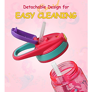 Opard Kids Water Bottle, BPA Free Tritan 13.5oz Water Bottle with Leakproof Lid, Straw & Carrying Loop for Toddlers